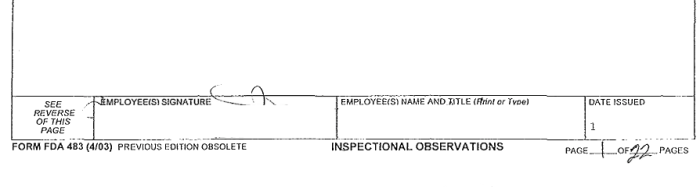 FDA Warning Letters und Formular 483
